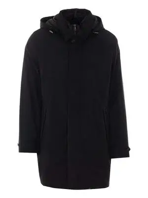 Add Hooded Concealed-fastening Parka - Black