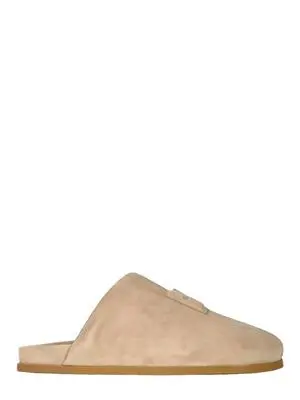 Givenchy Givenchy Puffy Logo-Patch Suede Mules Neutrals