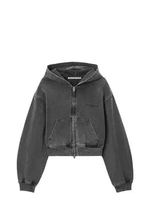 Alexander Wang Crystal Hotfix Zip-up Hoodie - Grey