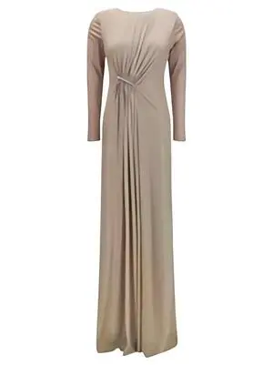NISSA Ruched Metallic Stretch-jersey Maxi Dress - Neutrals