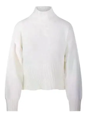 ALLUDE Ribbed Knit Roll-neck Sweater - White