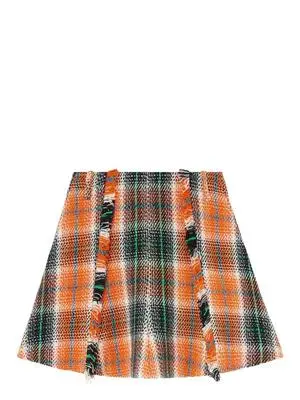 GANNI Ganni Checked Wool A-Line Skirt