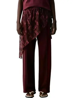 Adidas Adidas Burgundy Lace Overlay Track Pants Red