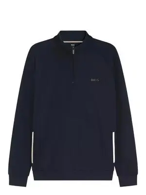 BOSS Cotton-blend Zip-up Jacket With Metallic Logo - Blue