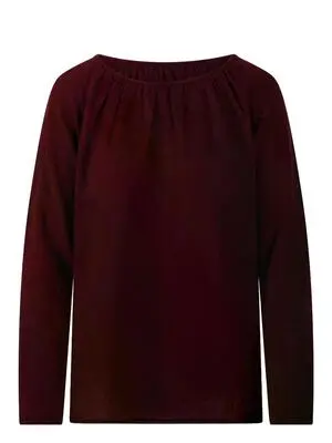ALLUDE Gathered Neckline Fine-knit Top - Red