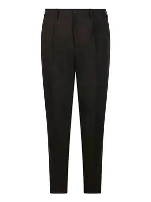 SANTANIELLO Pleated Tapered-leg Trousers - Brown