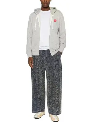 Play Comme Des Garcon Logo-patch Zip-up Hoodie - Grey