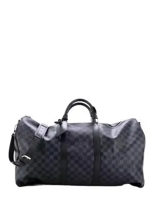 LOUIS VUITTON Louis Vuitton Keepall Bandouliere Damier Graphite 55 Travel Bag Black