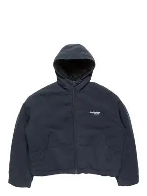 Acne Studios ACNE STUDIOS Logo-Print Faux Fur Hooded Jacket Blue