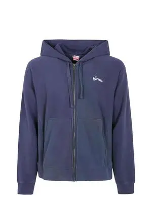 Kenzo Graphic Print Zip-up Hoodie - Blue