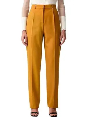 Elisabetta Franchi Gabardine Fabric Trousers - Yellow