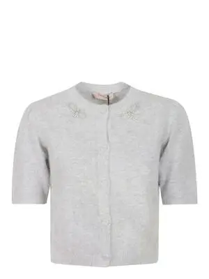 TWINSET Bow-embellished Short-sleeve Cardigan - Grey