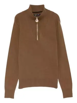 AGNES B. AGNES B. Quarter-Zip Knit Top Brown
