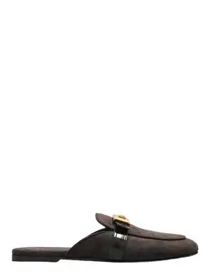 DOLCE & GABBANA Dolce & Gabbana Logo-Plaque Suede Mules