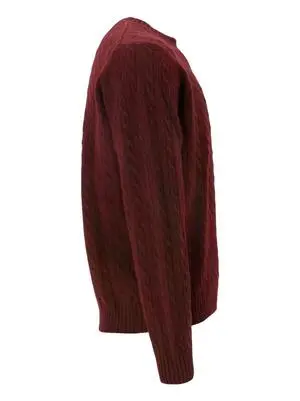 Eleventy Cable-knit Crew Neck Sweater - Red