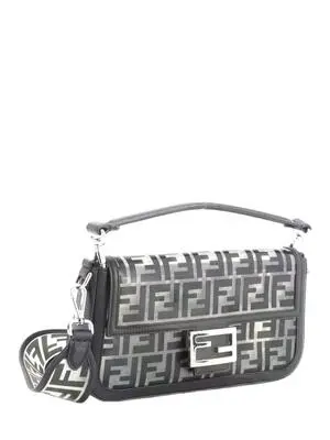 Fendi Baguette Nm Zucca Pu Medium Shoulder Bag - Black