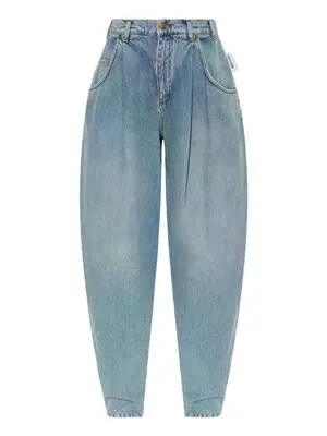 Moschino Pleated Tapered Jeans In Light Wash - Blue