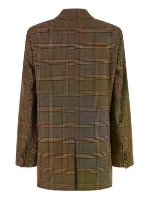 Max Mara Checked Wool Blazer - Brown