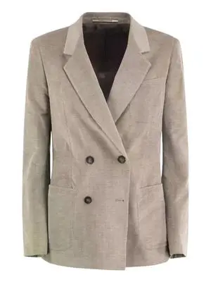 Tagliatore Double-breasted Ribbed-texture Suit Jacket - Grey