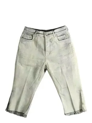 Rick Owens Bolan Cropped Frayed-hem Jeans - Grey