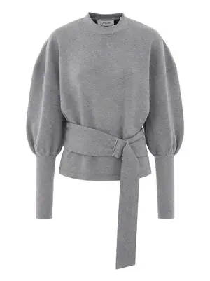 LANVIN Lanvin Belted Sweatshirt In Double-Faced Jersey Grey