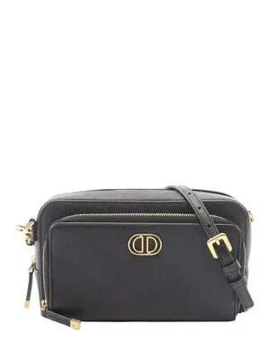 Dior Grained Calfskin Caro Double Pouch Crossbody Bag - Black