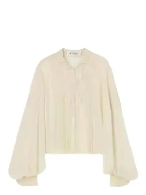 RÓHE Pleated Balloon Sleeve Shirt - Neutrals