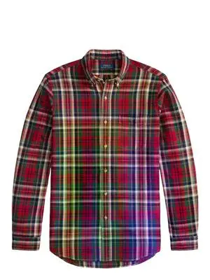 Polo Ralph Lauren Custom-fit Plaid Brushed Oxford Shirt Red