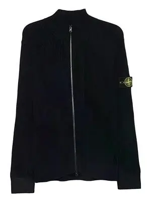Stone Island Rws Wool Zip-up Jumper - Black