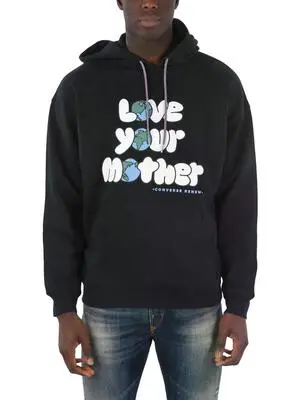 CONVERSE Logo Print Hoodie - Black
