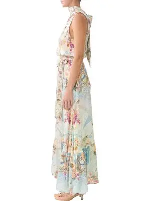 Camilla Floral Print Silk Maxi Dress - Neutrals