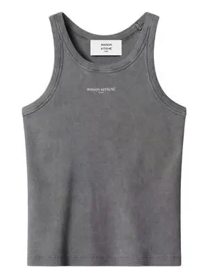 Maison Kitsuné Logo-print Ribbed Tank Top - Grey