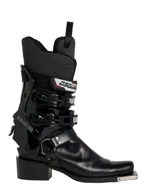 Dsquared2 Buckled Square Toe Block Heel Boots - Black