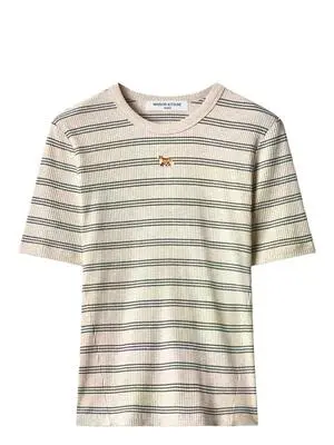 Maison Kitsuné Baby Fox Striped Ribbed T-shirt - Neutrals