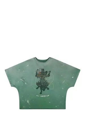SECND SLF Graphic-print Paint-splatter T-shirt - Green