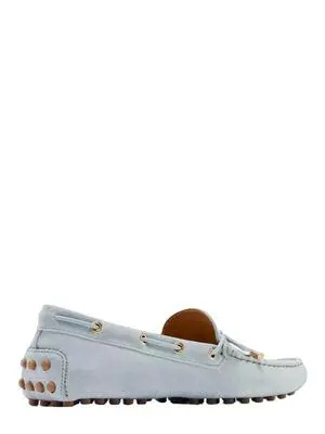 TOD'S TOD'S Suede Gommino Loafers With Woven Tie Blue