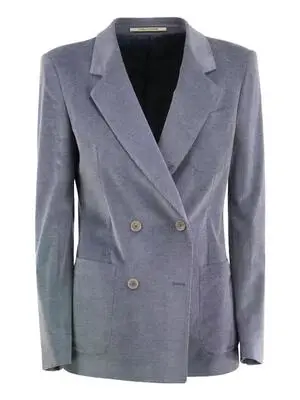 Tagliatore Double-breasted Ribbed Suit Jacket - Blue