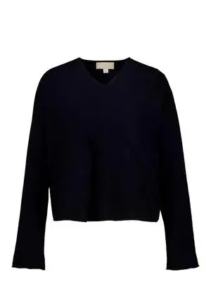120% Lino V-neck Sweater - Blue
