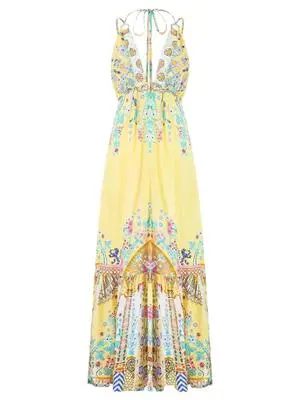 Camilla Tiered Maxi Dress With Hardware Embellishment - Yellow