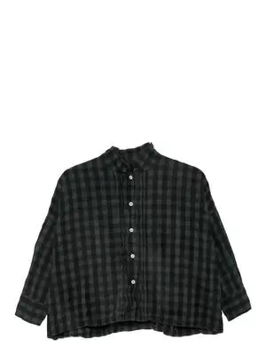 RICORRROBE Ricorrrobe Gingham Ruffled High Neck Shirt