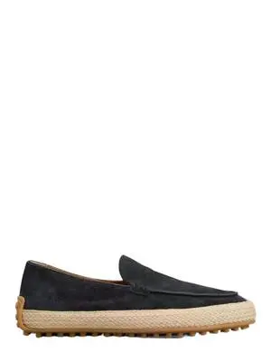 TOD'S Suede Loafers With Embossed Outsole - Blue