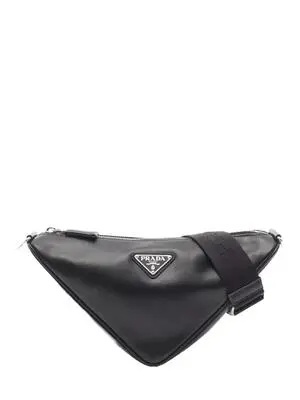 Prada Prada Leather Triangle Crossbody Bag Black