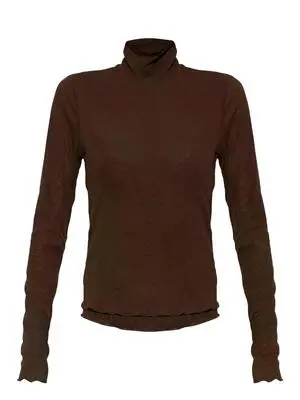 GANNI Marl Mesh Turtleneck - Brown