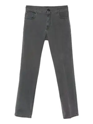 Stefano Ricci Logo Plaque Straight Leg Trousers - Grey