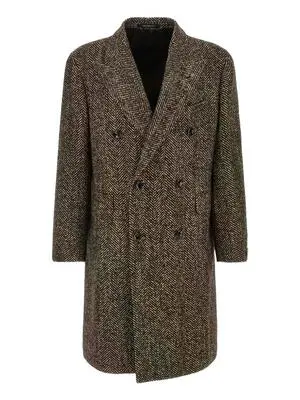 Tagliatore Tagliatore Londra Herringbone Double-Breasted Coat Brown