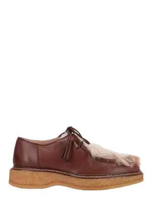 TOD'S Tod's Faux Fur-Trimmed Tassel Loafers Brown