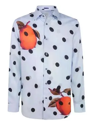 Paul Smith Polka-dot Pear-print Shirt - Blue