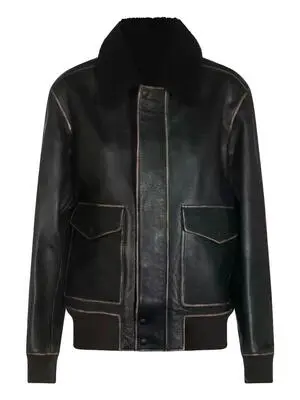 Rag & Bone Shearling-collar Leather Jacket - Black