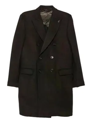 DANIELE ALESSANDRINI Double-breasted Peak-lapel Coat - Brown