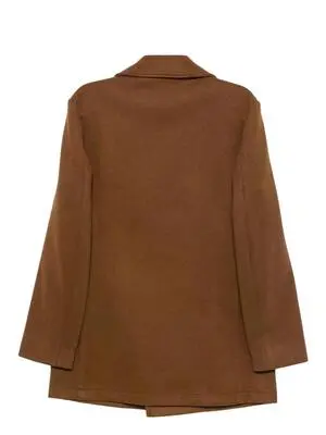 DANIELE ALESSANDRINI Double-breasted Felted Finish Coat - Brown